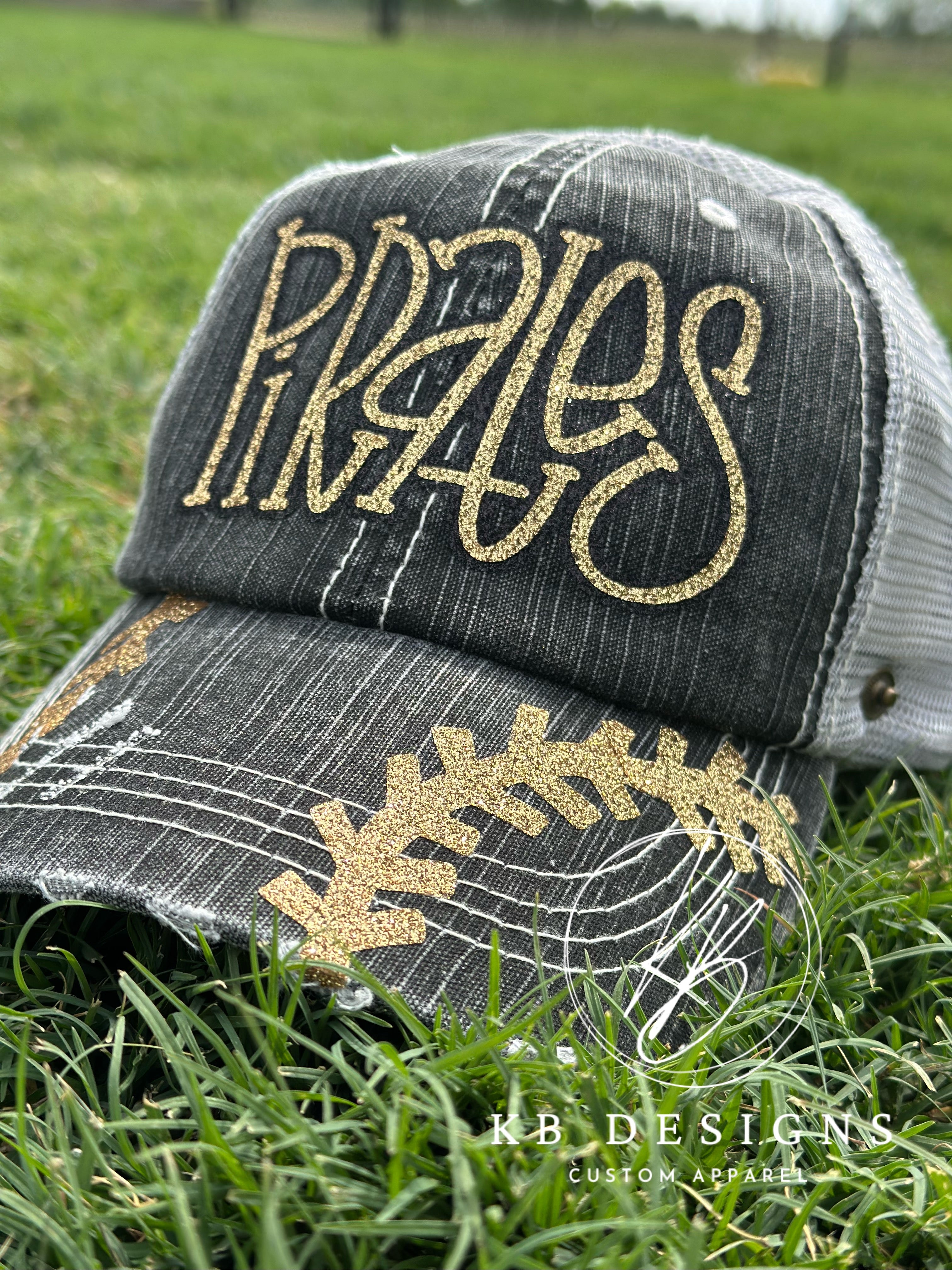Baseball/Softball Seam Distressed Twill Glitter Hat – KB Designs By ...