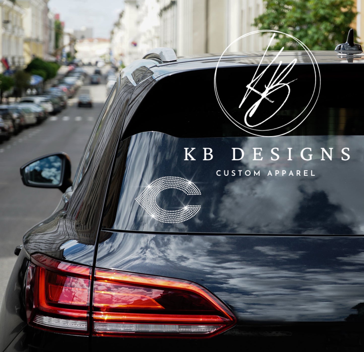 Rhinestone Crawford C Window Decal – KB Designs By Christina